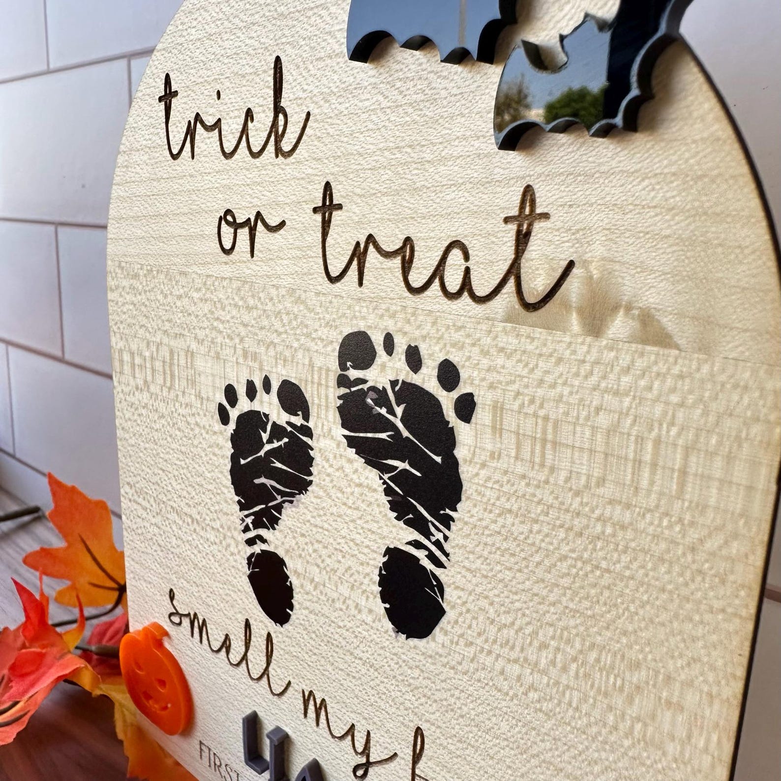 Halloween Footprint Craft Sign, Handprint Art Sign, Trick or Treat ...