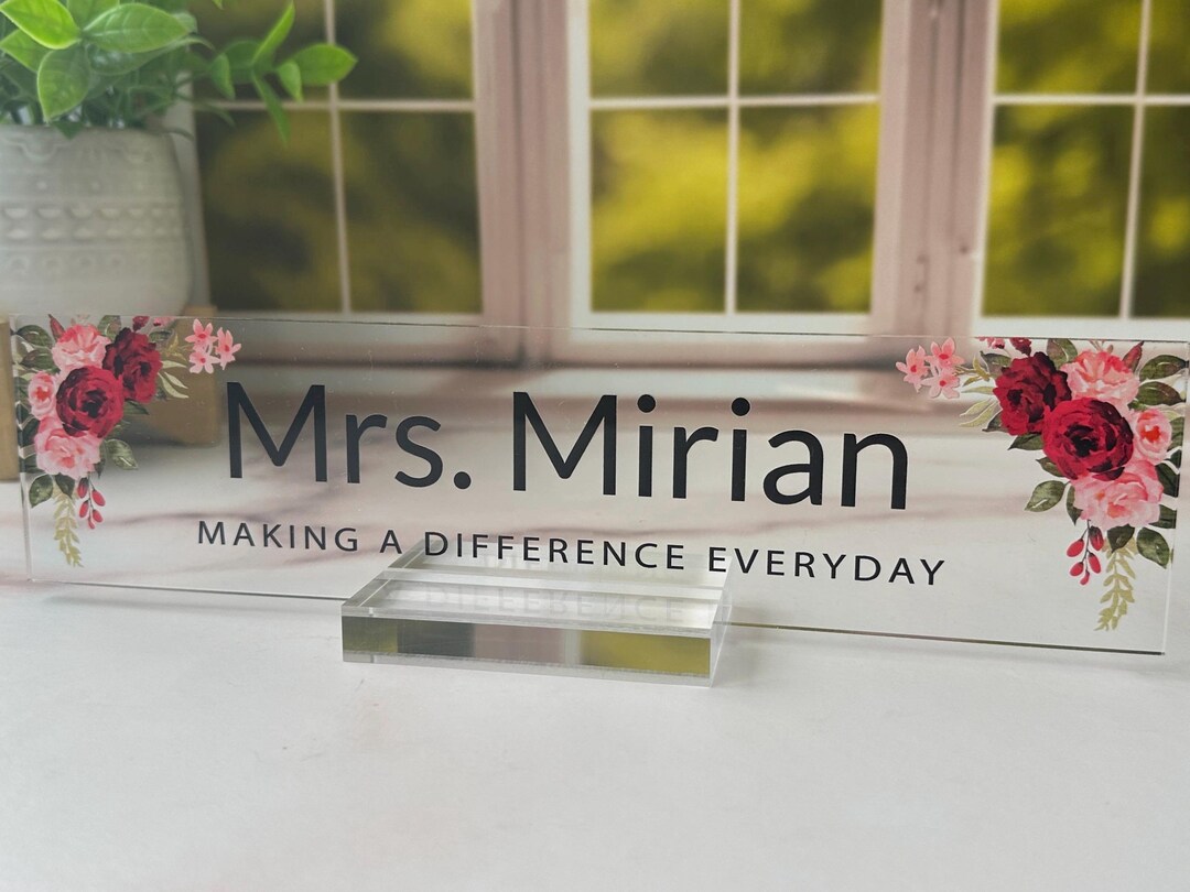 Floral Teacher Desk Name Plate: Personalized Acrylic Classroom Decor - Etsy