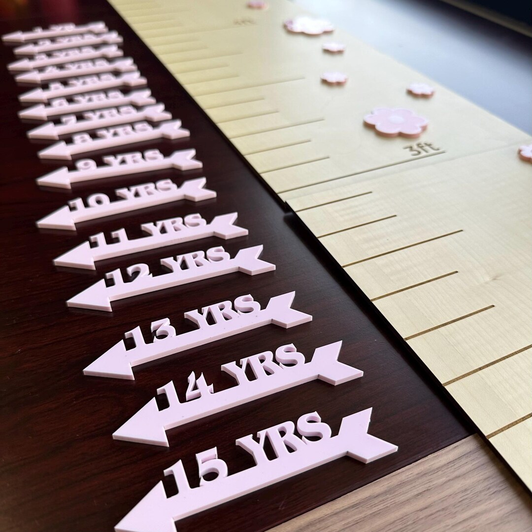 Personalized Floral Growth Chart: Engraved Wooden Ruler for Kids - Etsy