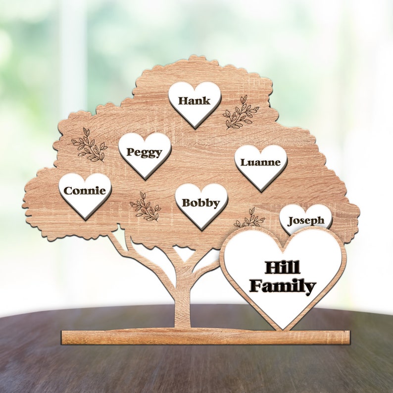 Personalized Wooden Family Tree: Engraved Maple or Walnut Gift - Etsy