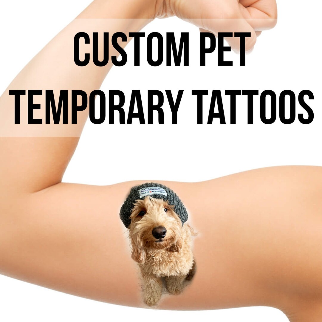 Custom Pet Temporary Tattoos Pets Dog Cat Tattoo Photo Cutout Name ...