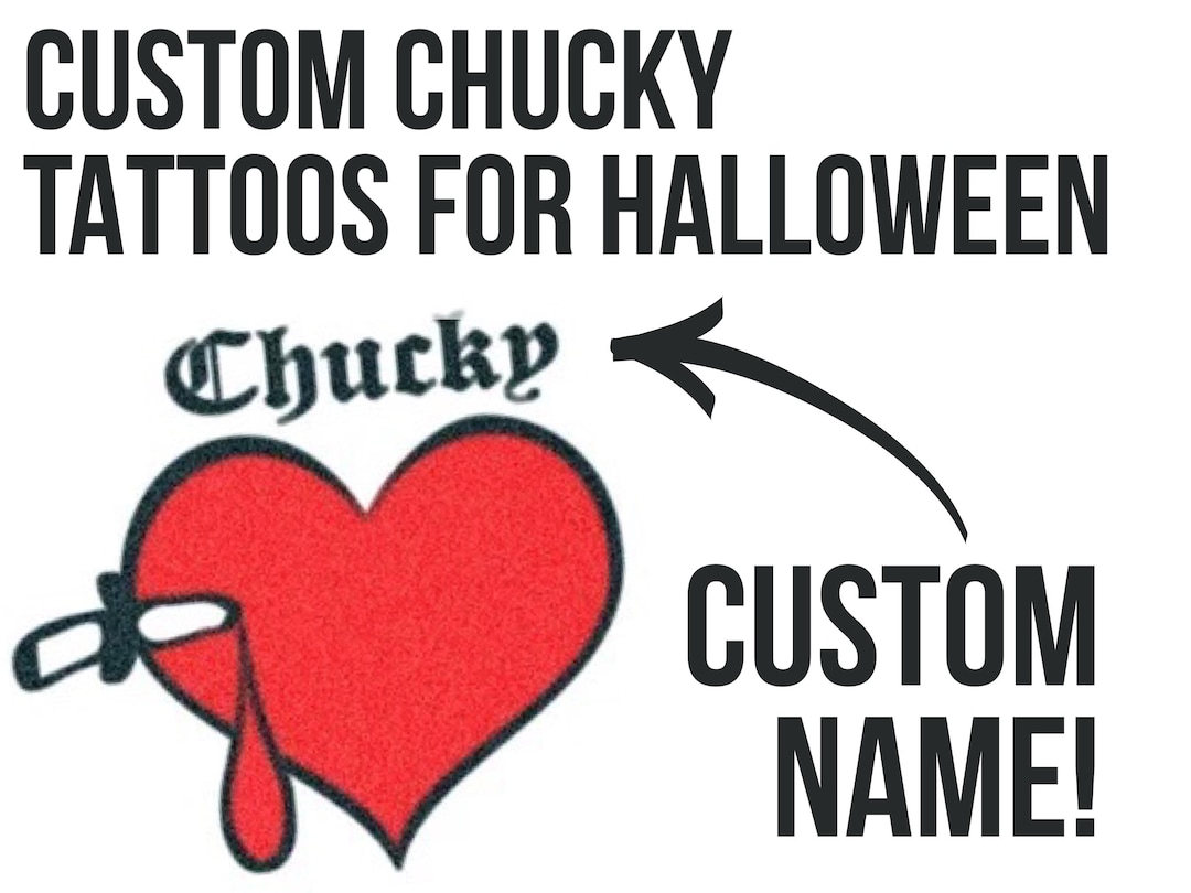 Custom Name Chucky Heart Temporary Tattoos: Halloween Costume - Etsy
