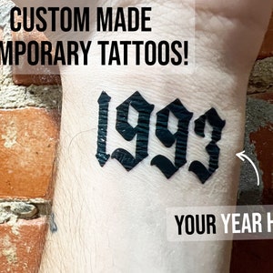 Custom Year 1990s Temporary Tattoos - Personalized Traditional ...