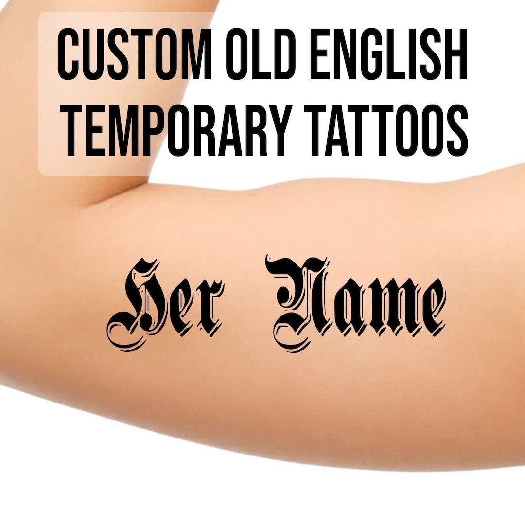 Custom Old English Goth Black Letter Style Name Temporary Tattoos ...