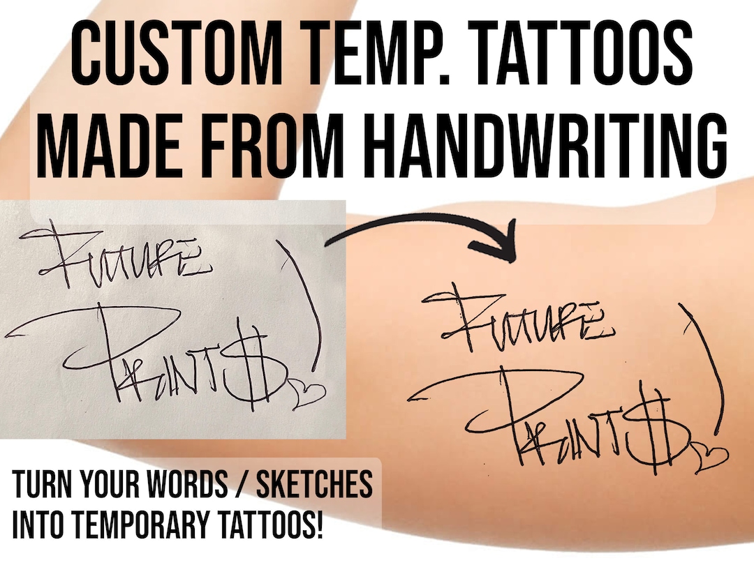 Custom Handwriting Temporary Tattoos - Personalized Signature Hand ...