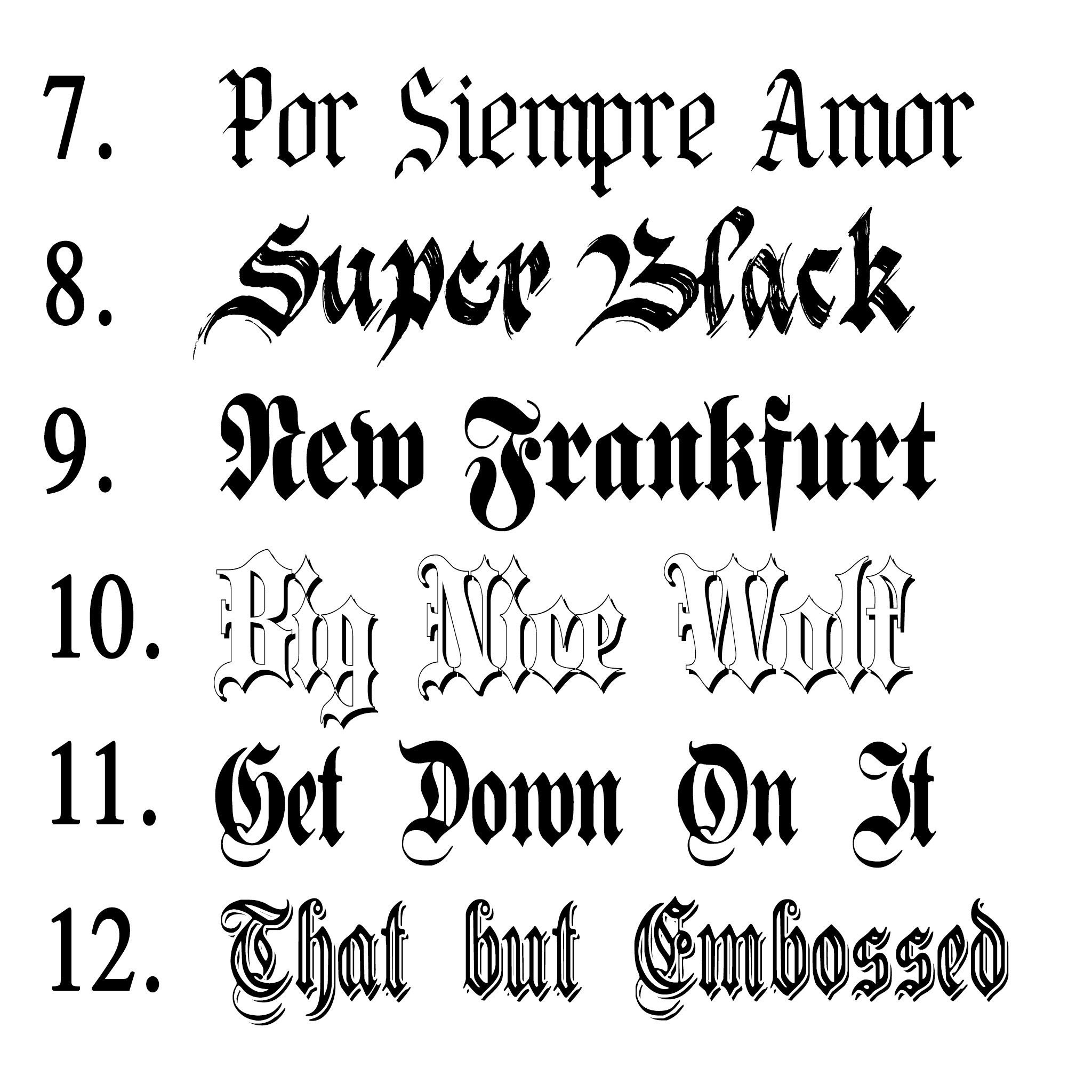 Custom Old English Goth Black Letter Style Name Temporary Tattoos ...