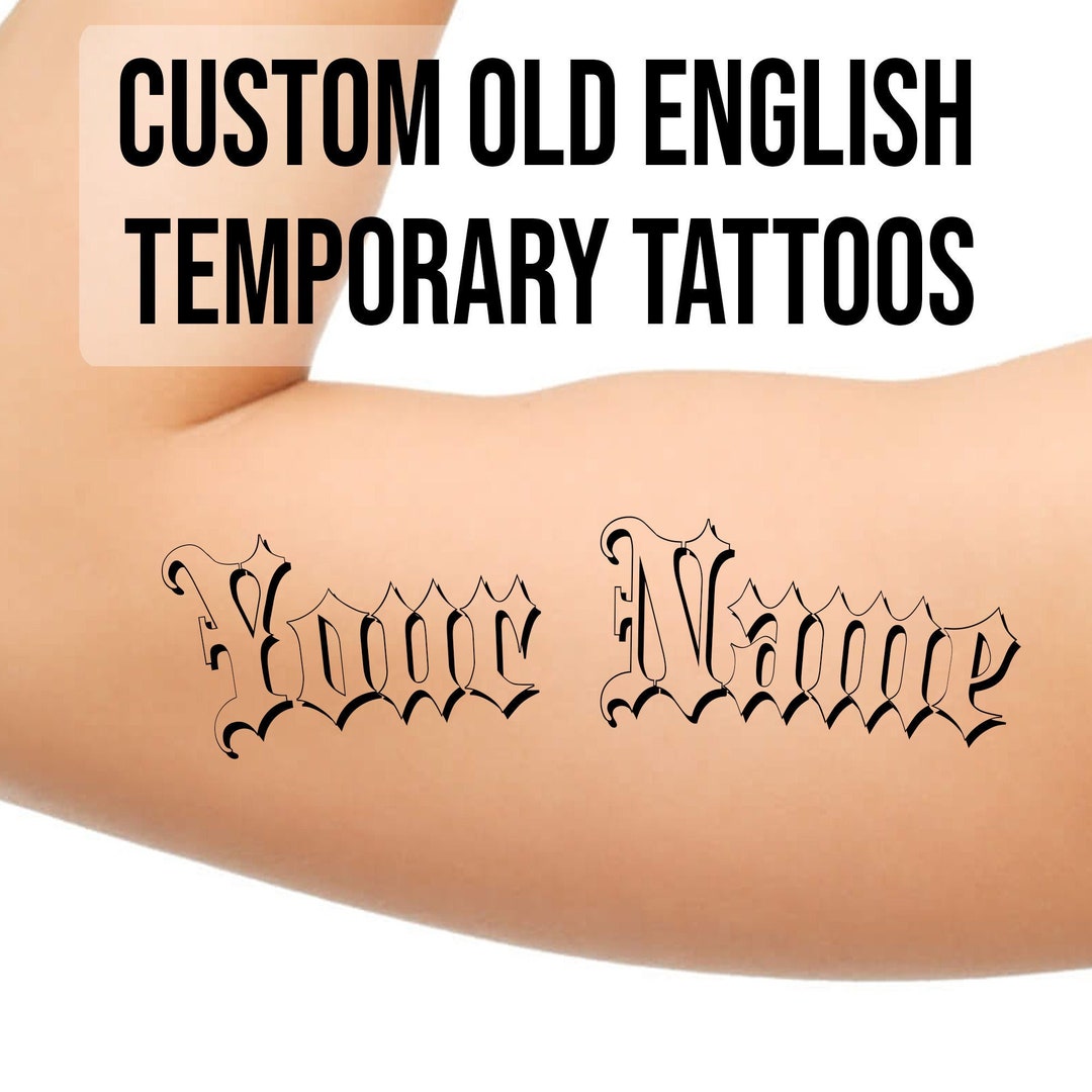 Custom Old English Goth Black Letter Style Name Temporary Tattoos ...