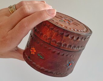Round Leather Box | Etsy
