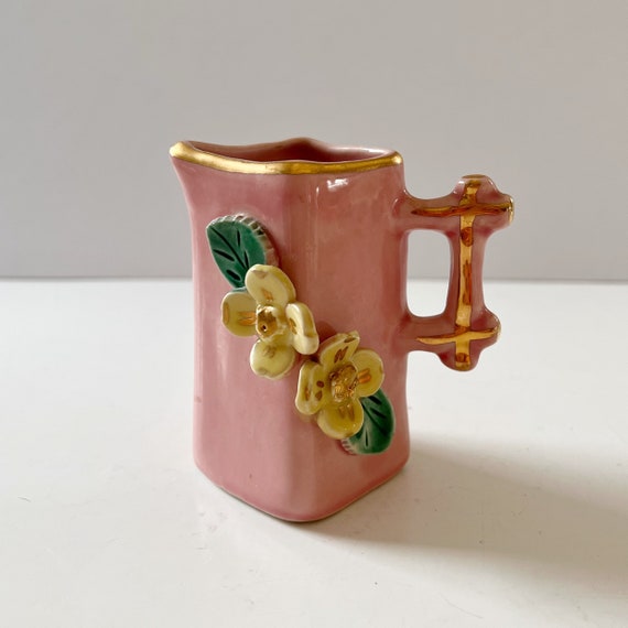 Blush Pink Bud Vase Mini Pitcher Ceramic Flowers Gold Gilding - Etsy