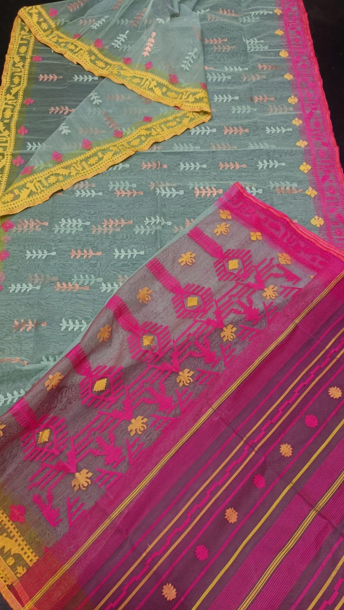Original Dhakai Jamdani Handloom Half Silk 84 Count Premium Quality ...