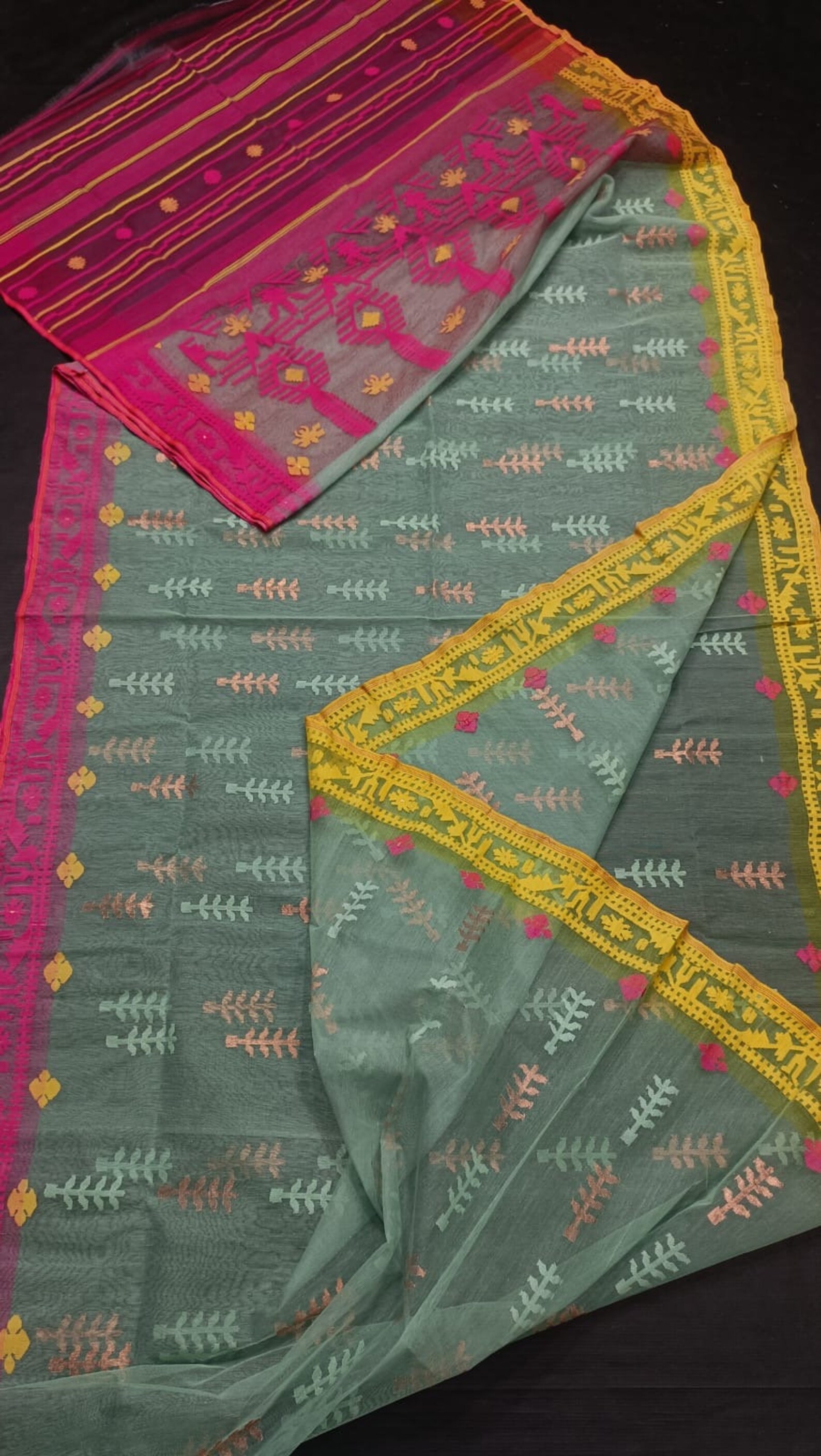 Original Dhakai Jamdani Handloom Half Silk 84 Count Premium Quality ...