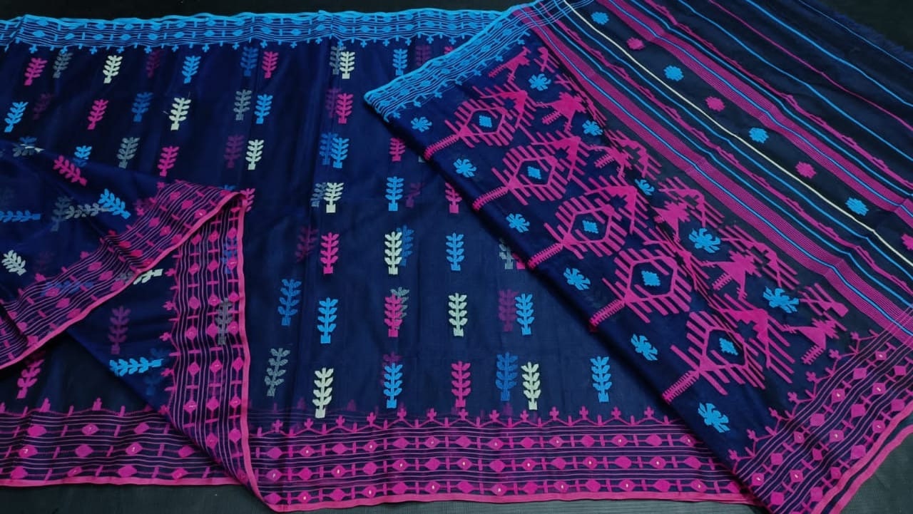 Original Dhakai Jamdani Handloom Half Silk 84 Count Premium Quality ...