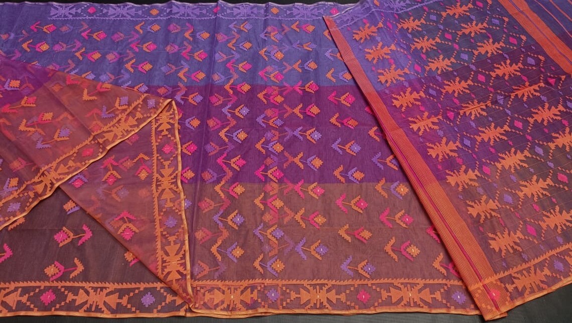 Original Dhakai Jamdani Handloom Half Silk 84 Count Premium Quality ...