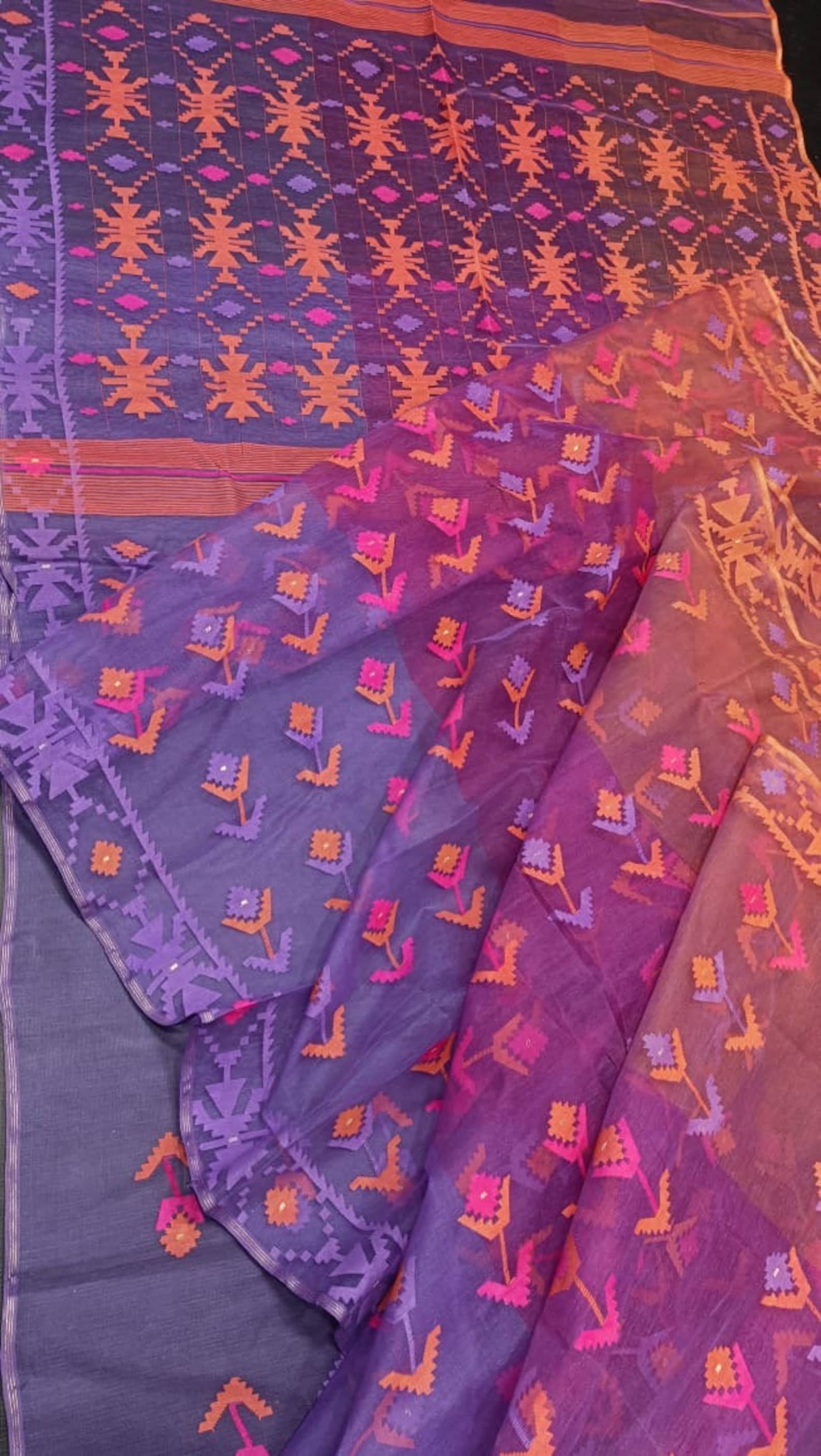 Original Dhakai Jamdani Handloom Half Silk 84 Count Premium Quality ...