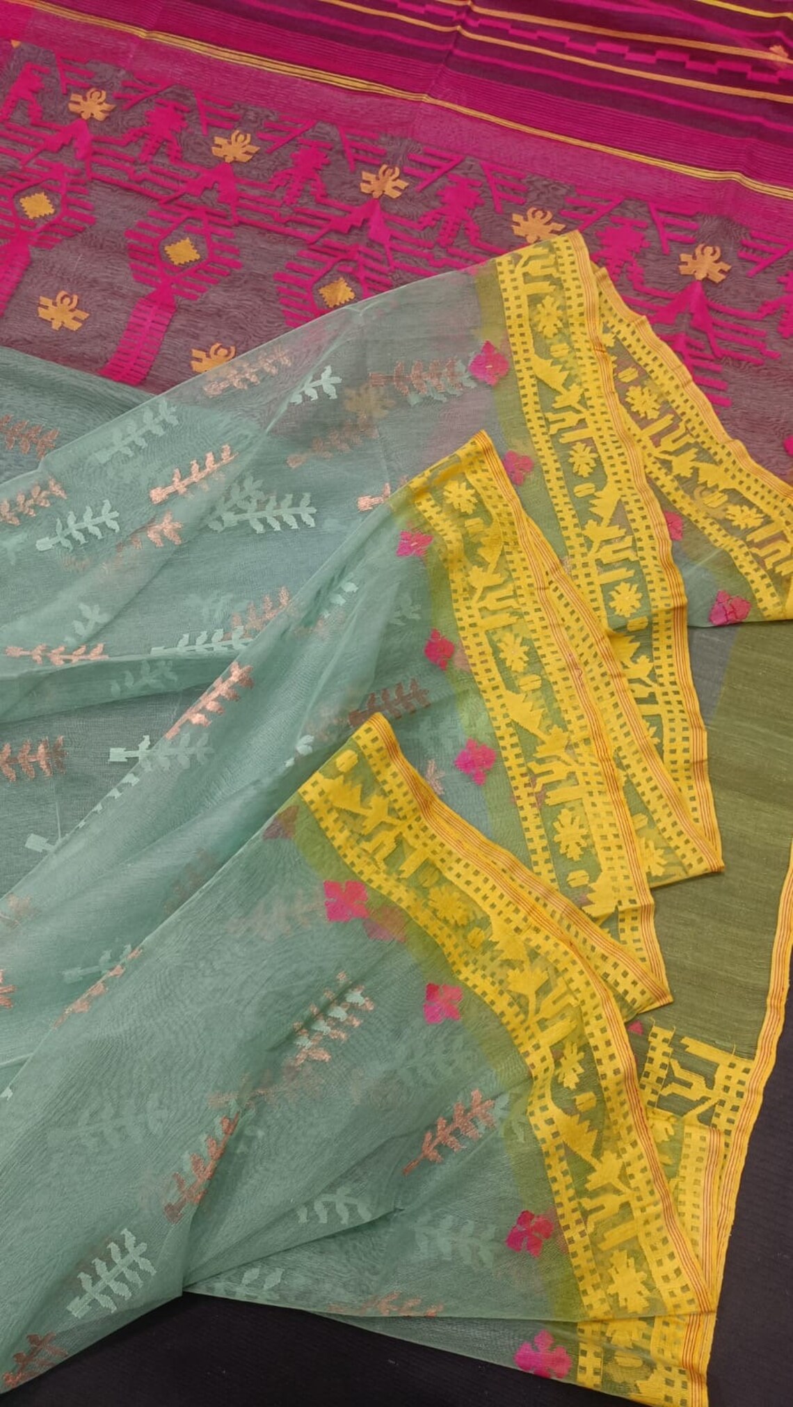 Original Dhakai Jamdani Handloom Half Silk 84 Count Premium Quality ...