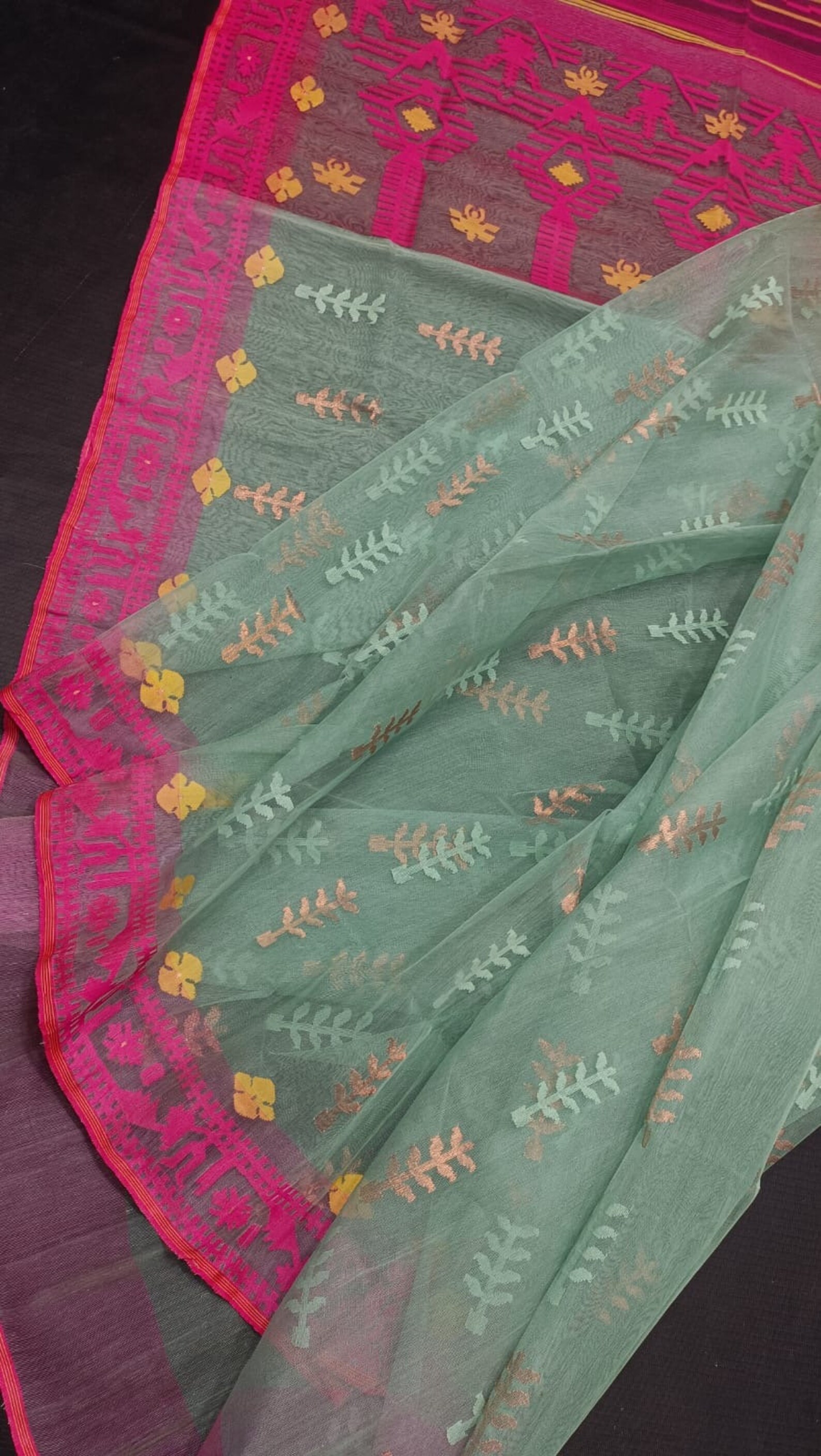 Original Dhakai Jamdani Handloom Half Silk 84 Count Premium Quality ...