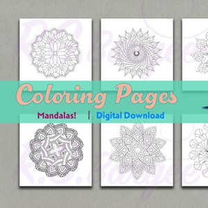 6 Coloring Pages - Mandalas - Coloring Pages for Relaxation, Perfect ...