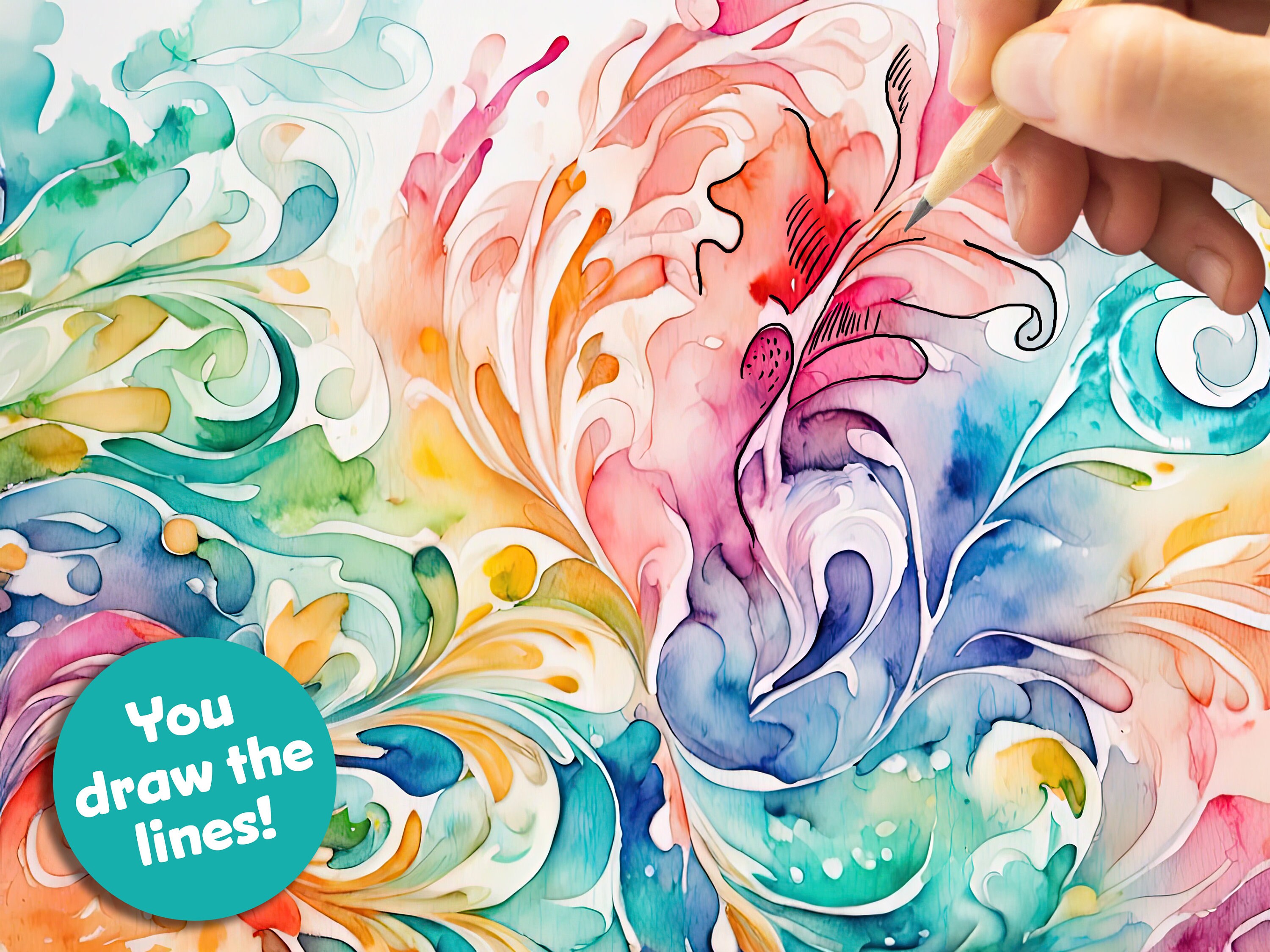 20 Reverse Coloring Pages - 'abstract Floral Patterns' Instant Download ...