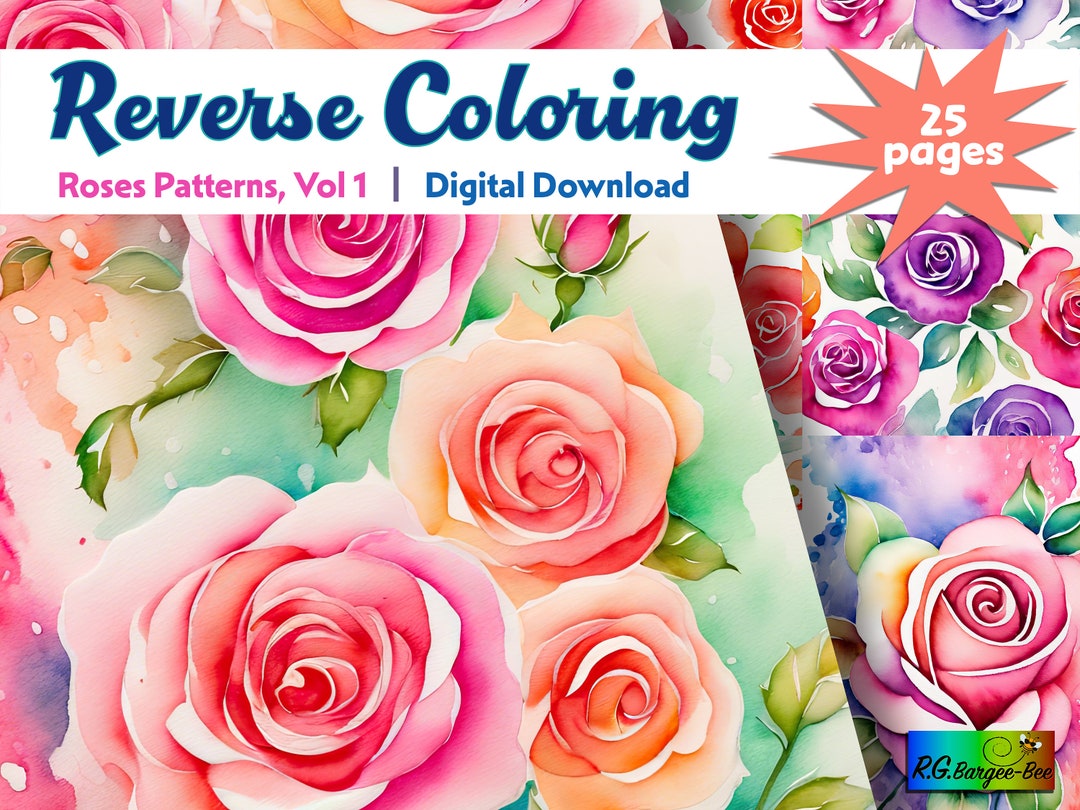25 Reverse Coloring Pages - 'rose Patterns Vol 1' - You Draw the Lines ...