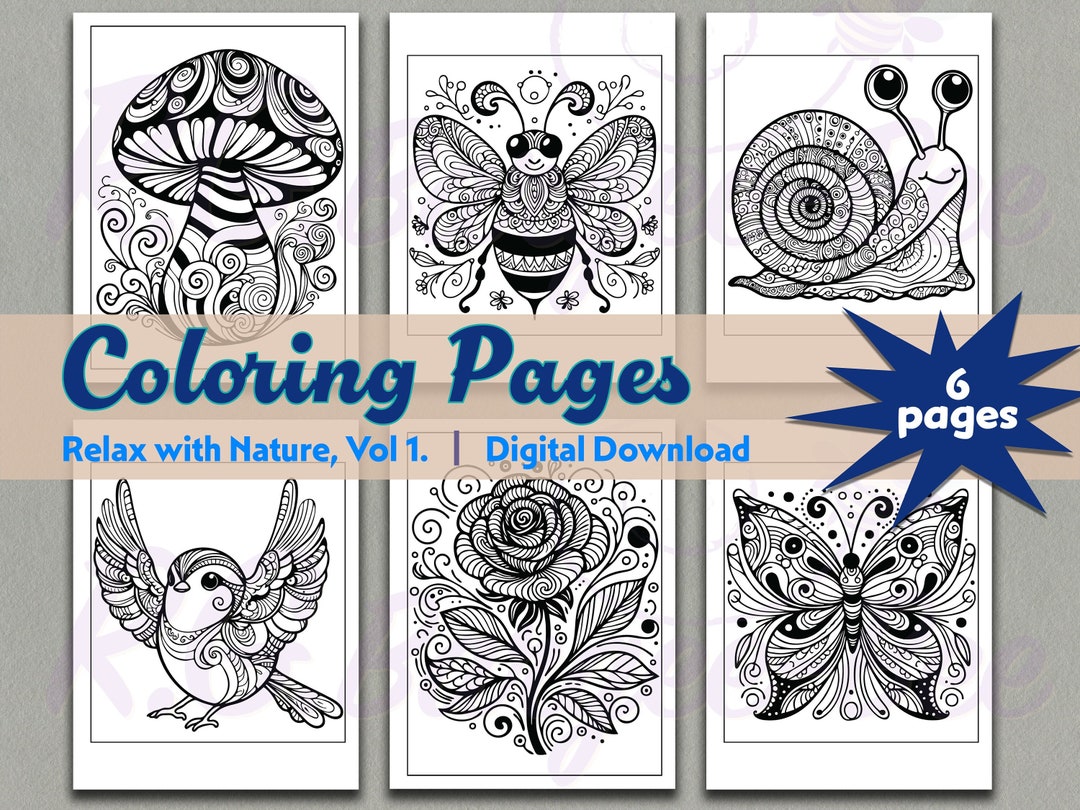 Nature Coloring Pages: Relaxing Art, All Ages (digital Download) - Etsy