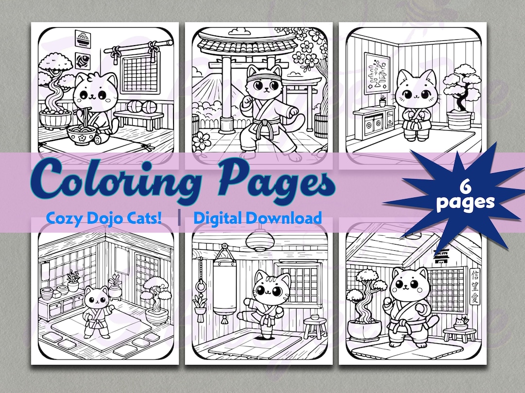 6 Coloring Pages - Cozy Dojo - Coloring Pages for Relaxation, Perfect ...