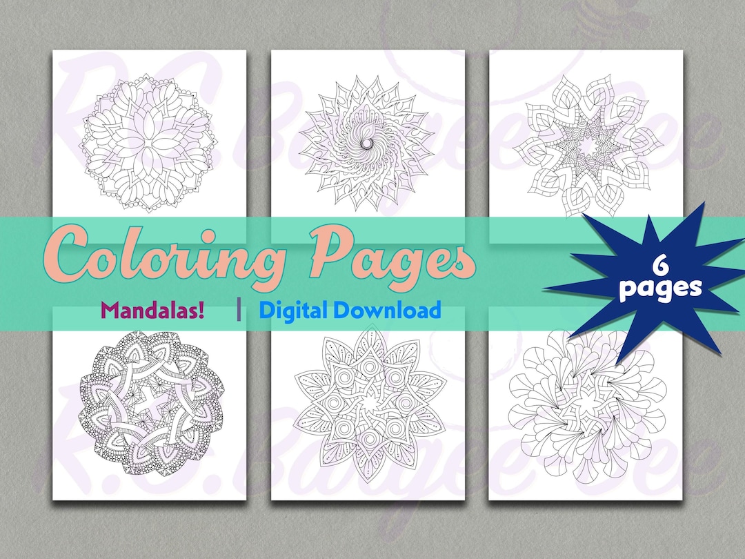 6 Coloring Pages - Mandalas - Coloring Pages for Relaxation, Perfect ...