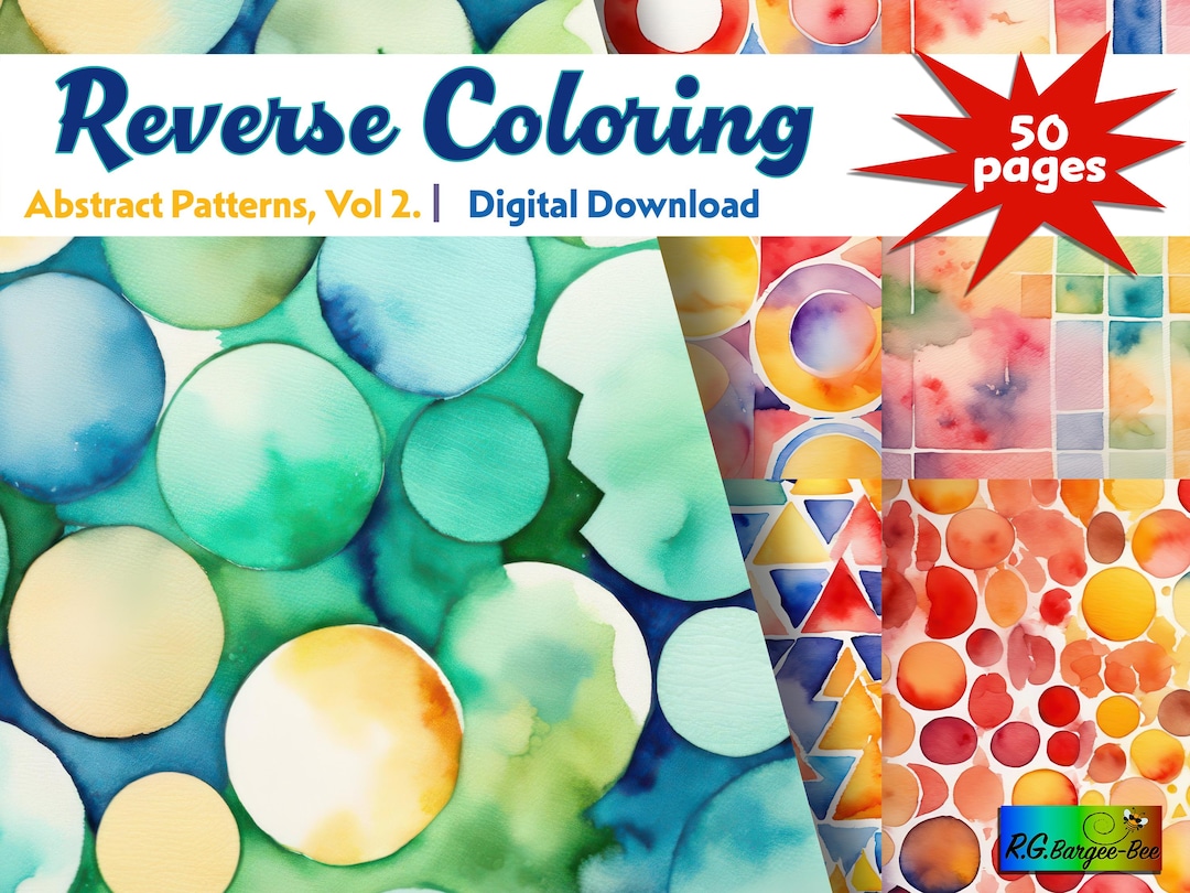50 Reverse Coloring Pages: Abstract Watercolor Patterns (digital ...