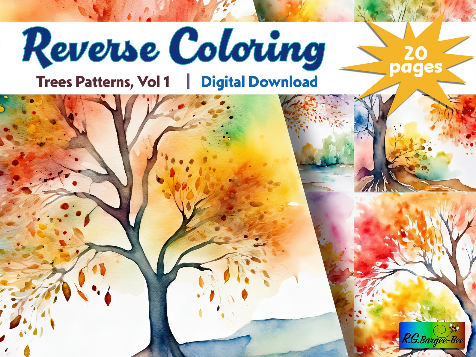 20 Reverse Coloring Pages - 'tree Patterns Vol 1' - You Draw the Lines ...