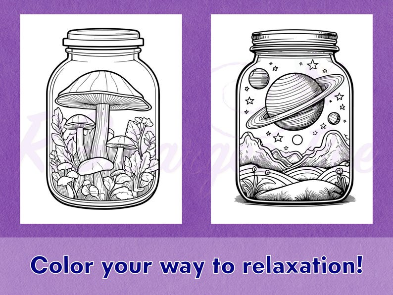 6 Coloring Pages - Magic Jars - Coloring Pages for Relaxation, Perfect ...