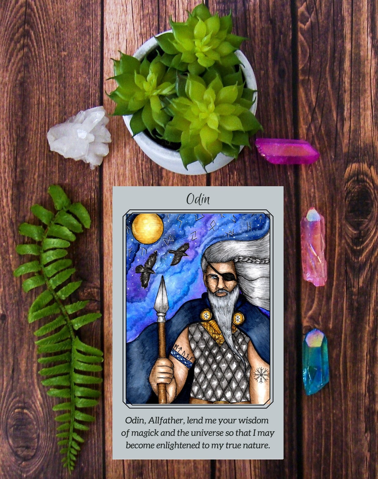 Odin Art Print Prayer Card Viking Art Pagan Art Norse God Odin | Etsy