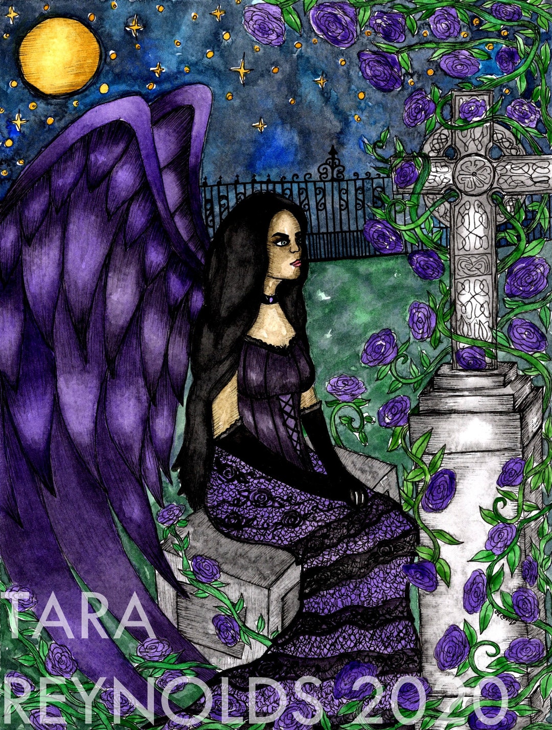 Fantasy Art Print Gothic Angel Art Dark Angel Art Occult Art Spiritual ...