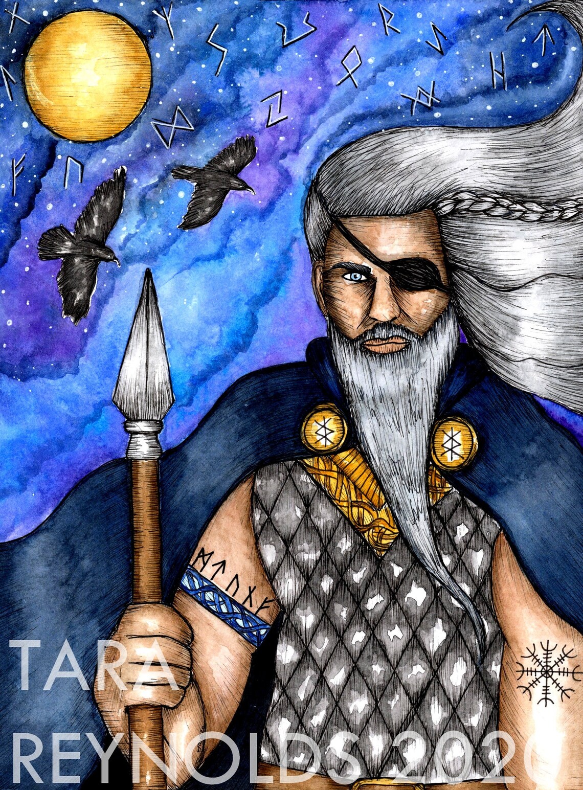 Odin Art Print Viking Art Pagan Art Norse God Odin Art Nordic | Etsy