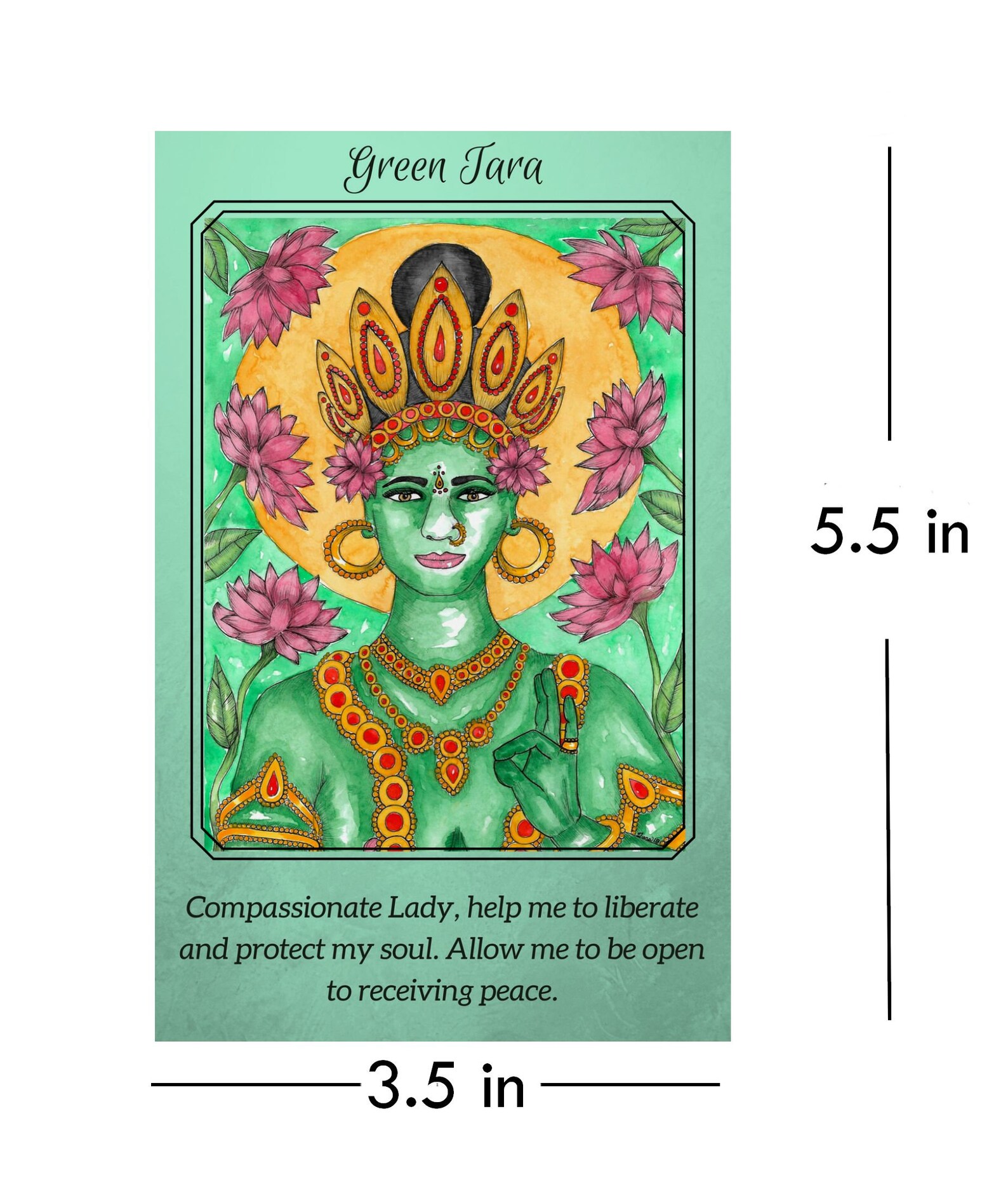 Goddess Green Tara Altar Card Prayer Card Mini Art Goddess Art | Etsy