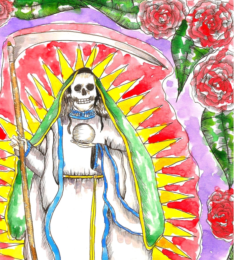 Spiritual Art Santa Muerte Art Print La Santisima Muerte | Etsy
