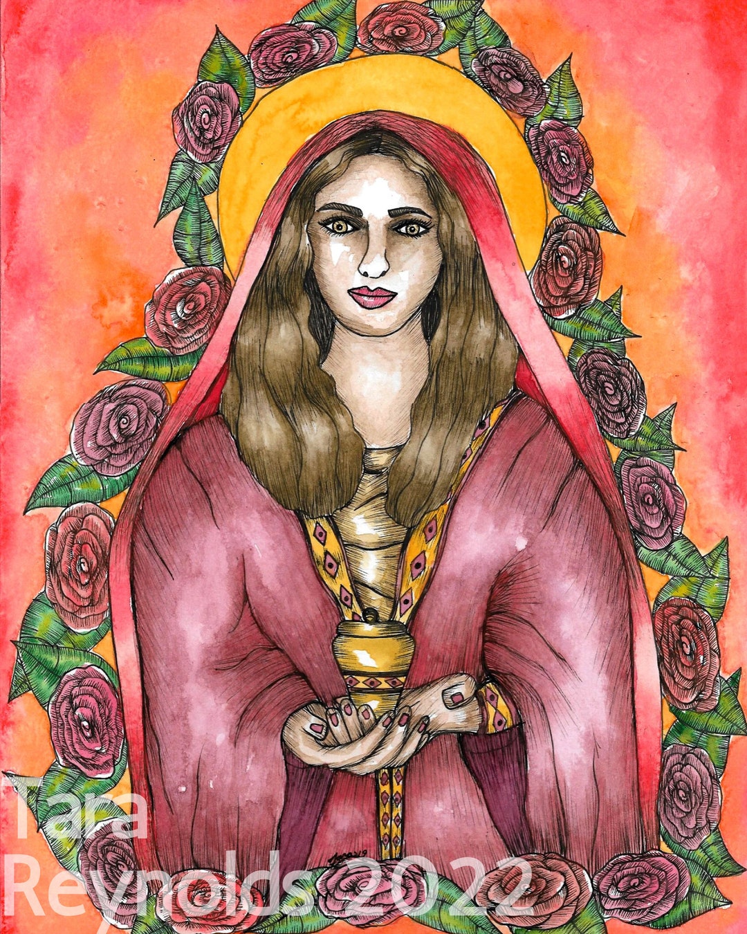 Mary Magdalene Original Watercolor Painting Goddess Art Divine Feminine ...