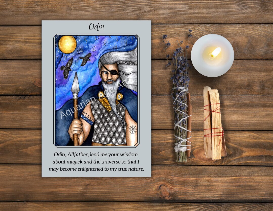 Odin Art Print Prayer Card Viking Art Pagan Art Norse God Odin Art ...