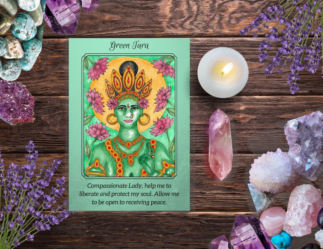 Goddess Green Tara Altar Card Prayer Card Mini Art Goddess Art Print ...