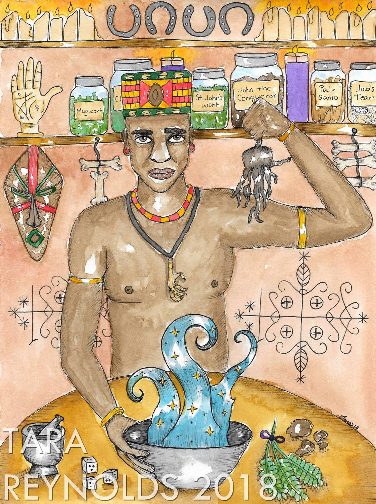 High John the Conqueror Root Prayer Card Voodoo Art Print | Etsy