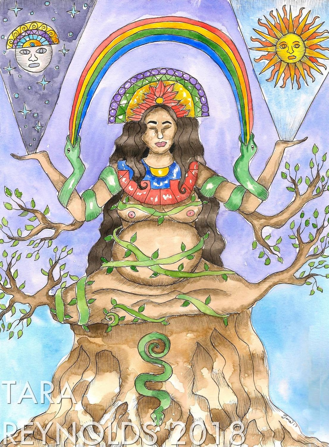 Goddess Pachamama Original Watercolor Painting Inca Goddess Painting ...