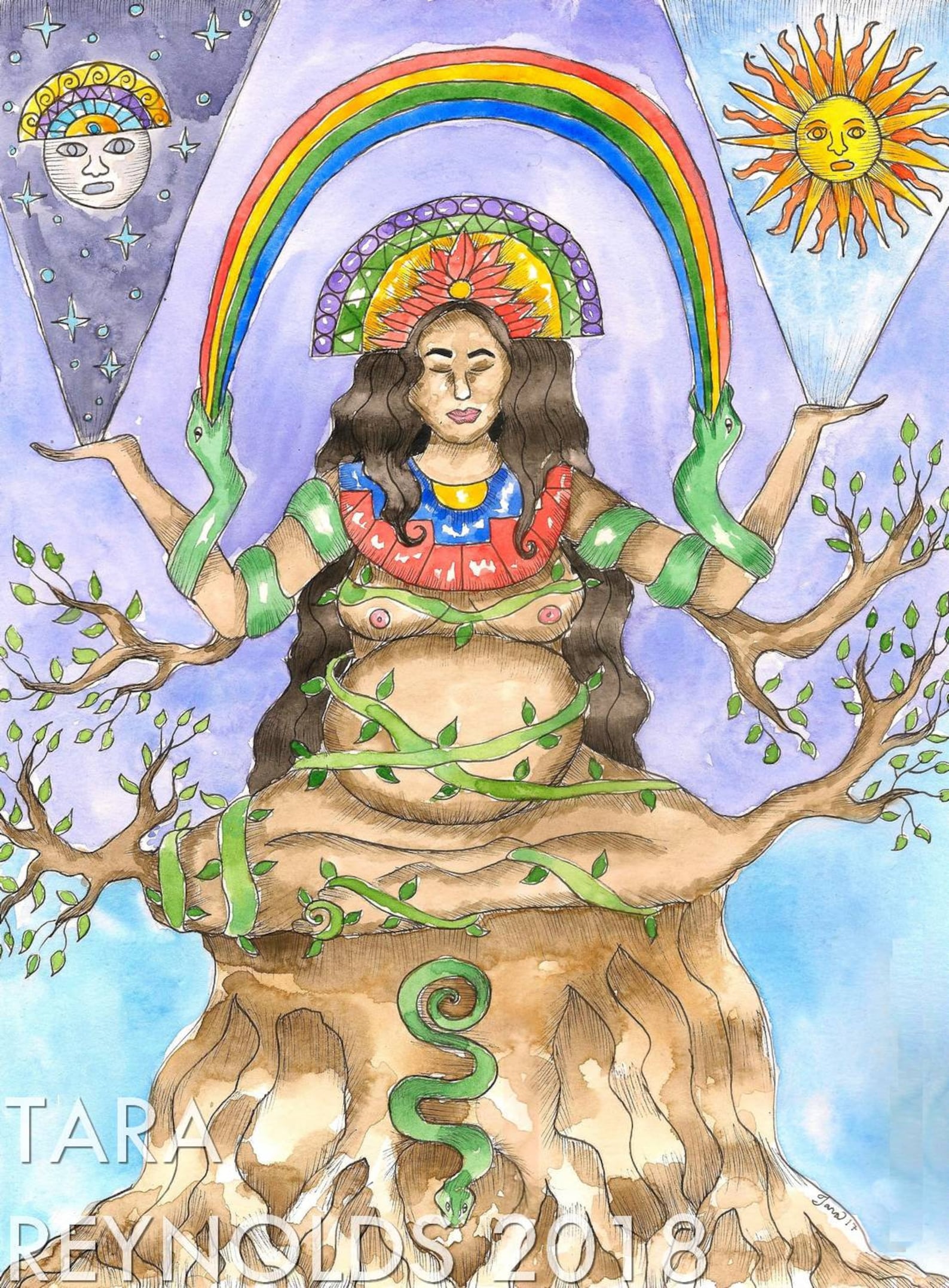Goddess Pachamama Original Watercolor Painting Inca Goddess - Etsy