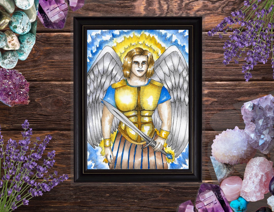 Archangel Michael Art Print Angel Art Spiritual Art Fantasy - Etsy