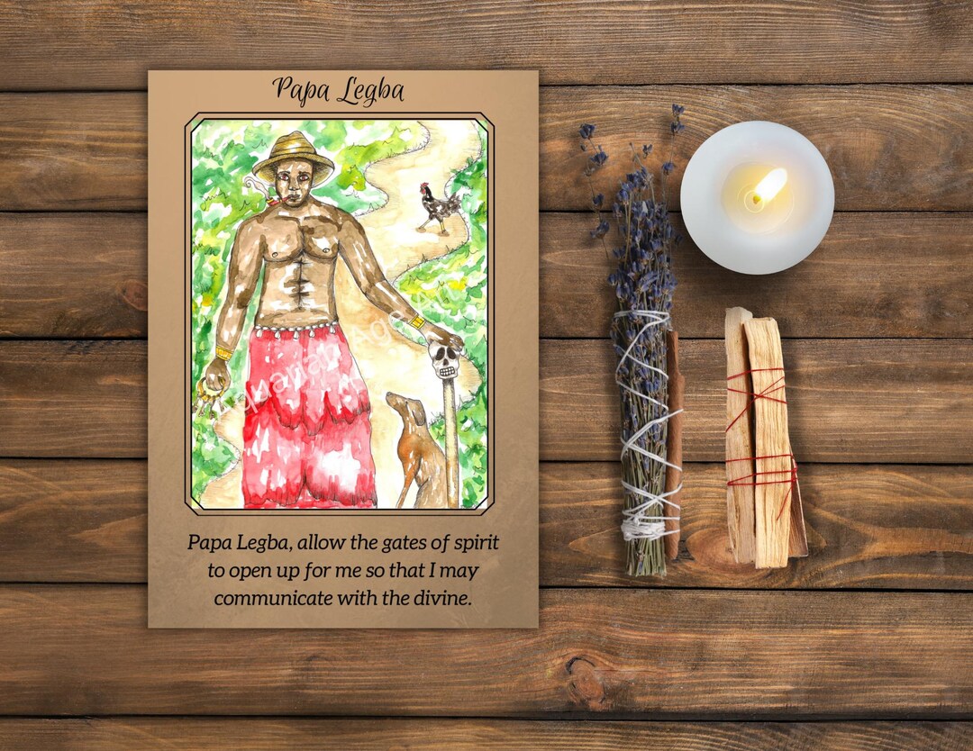 Papa Legba Art Prayer Card Voodoo Art Altar Card Hoodoo Altar Eleggua ...