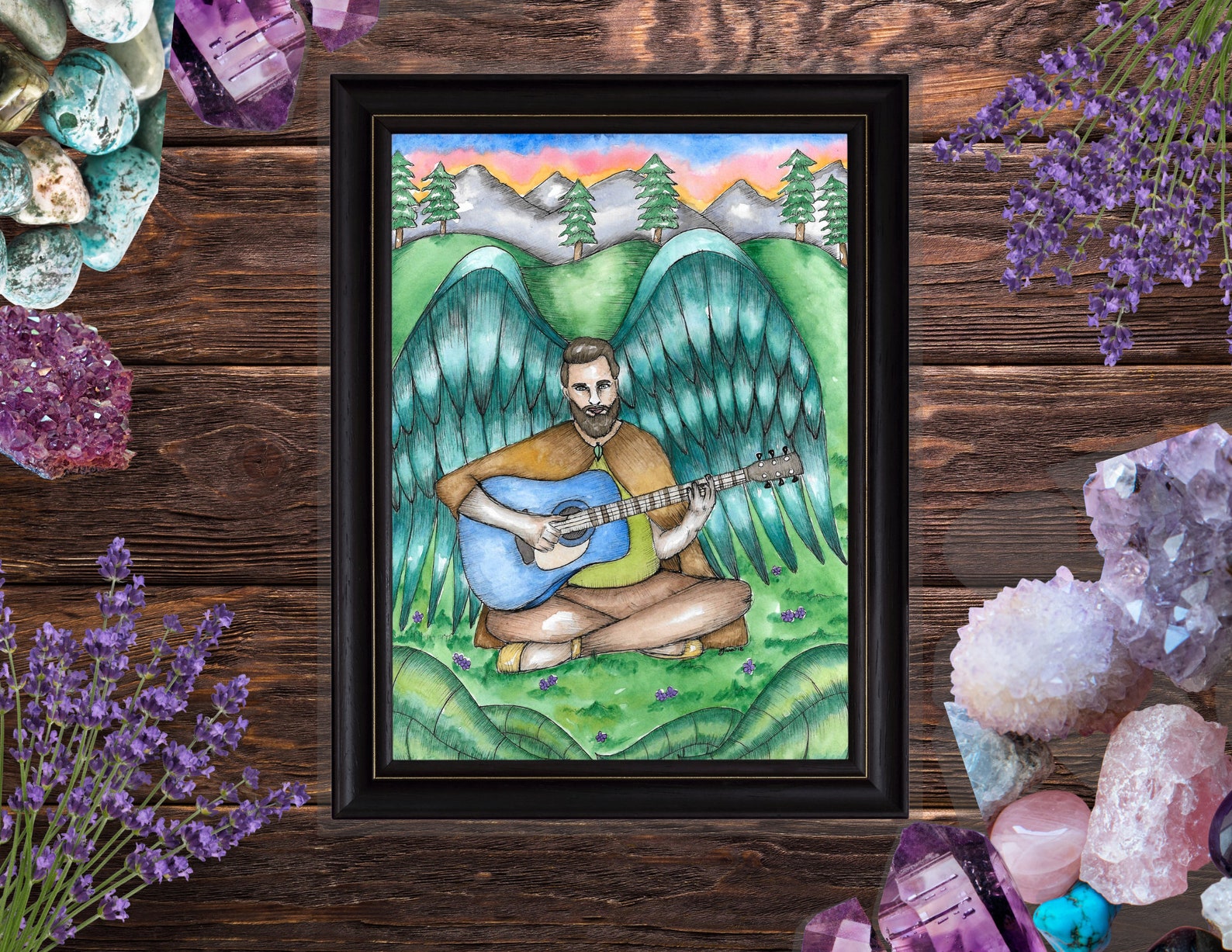 Archangel Sandalphon Art Print Angel Art Spiritual Art Sacred - Etsy
