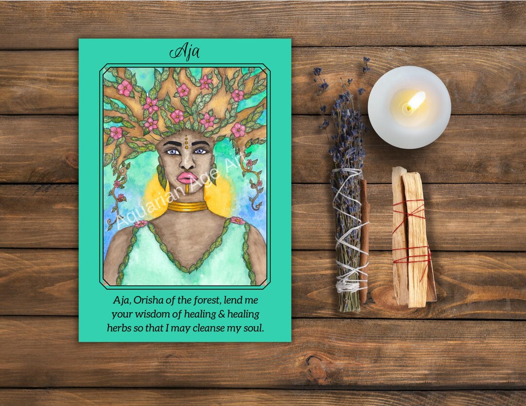 Goddess Art Orisha Aja Prayer Card Altar Card African Orisha Voodoo ...