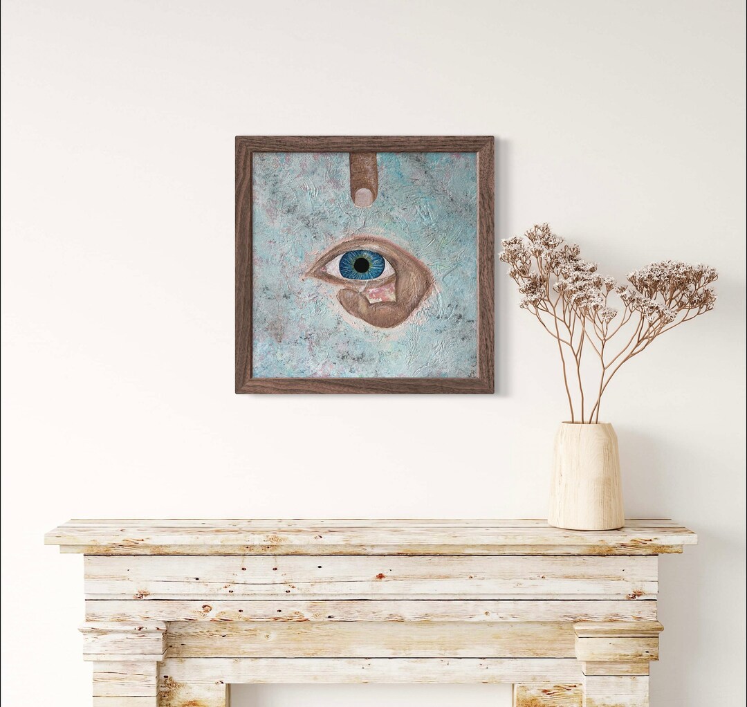 Holding Tears Blue Eye Abstract Art, Handmade Painting on Canvas (39x39 ...