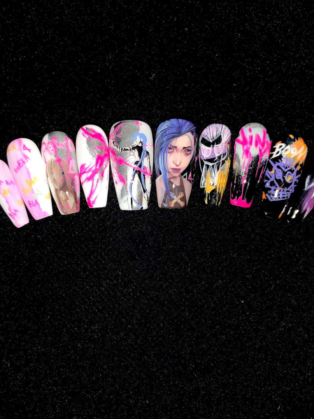 Jinx Theme Luxury Handmade Press-on Nails - Etsy