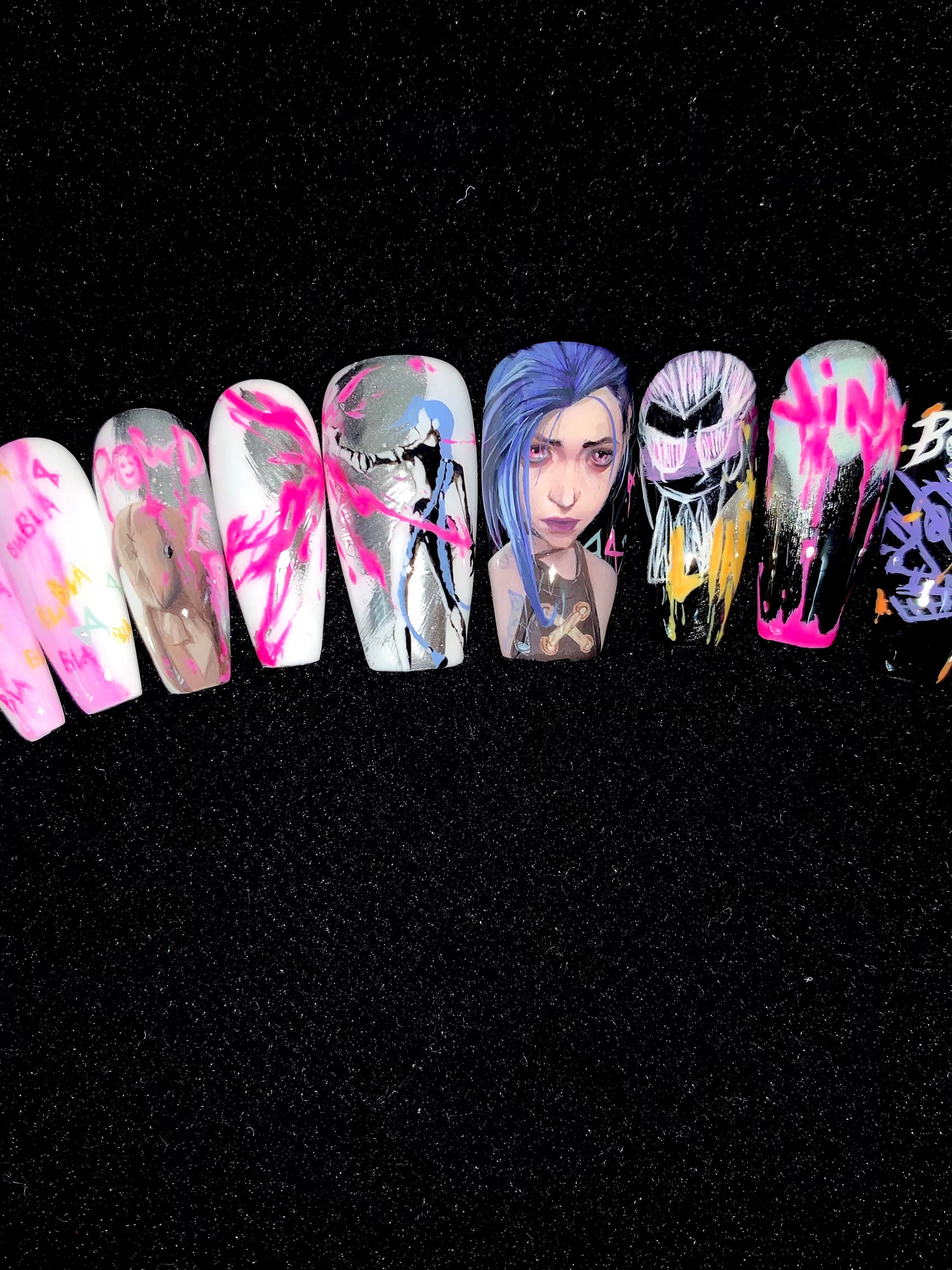 Jinx Theme Luxury Handmade Press-on Nails - Etsy