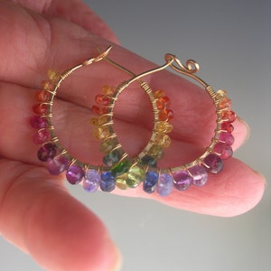 Rainbow Multi Gemstone Hoops Small 14k Gold Filled Hoop Earrings 1 Artisan Handmade - Etsy