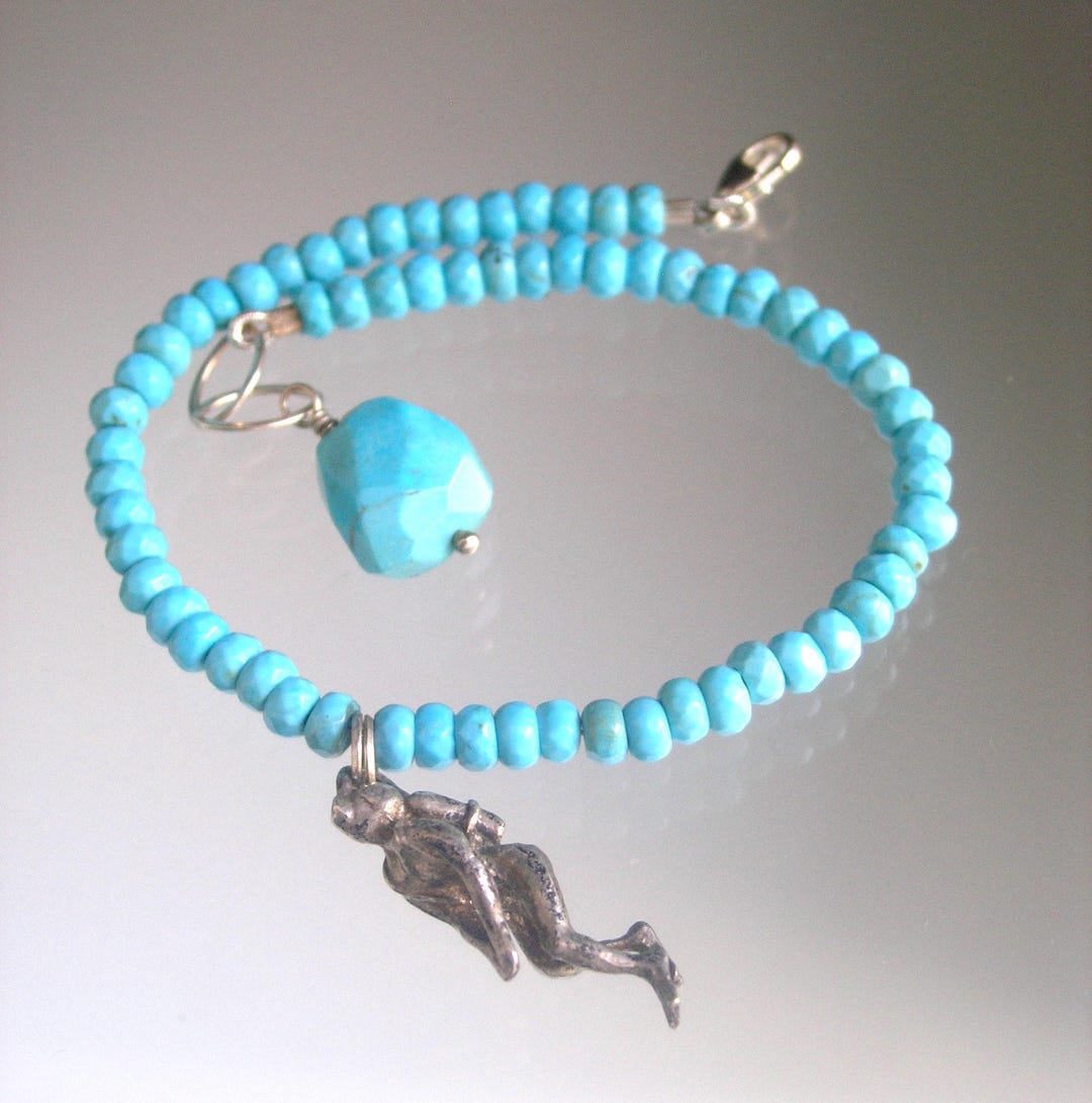Vintage Scuba Diver Charm Sterling Silver Turquoise Bracelet ...