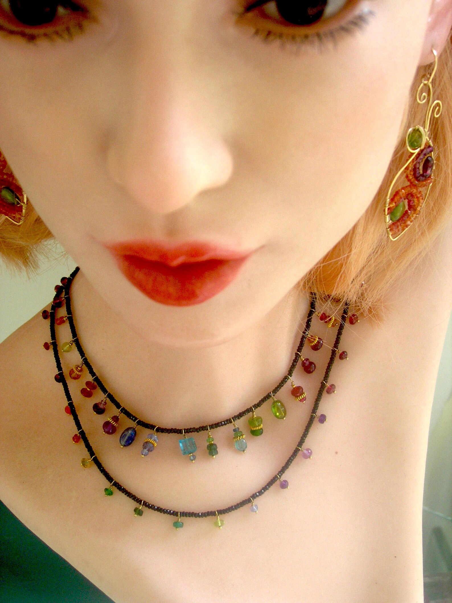 Midnight Rainbow Gemstone Necklace Black Spinel W/ Multi Gemstone ...